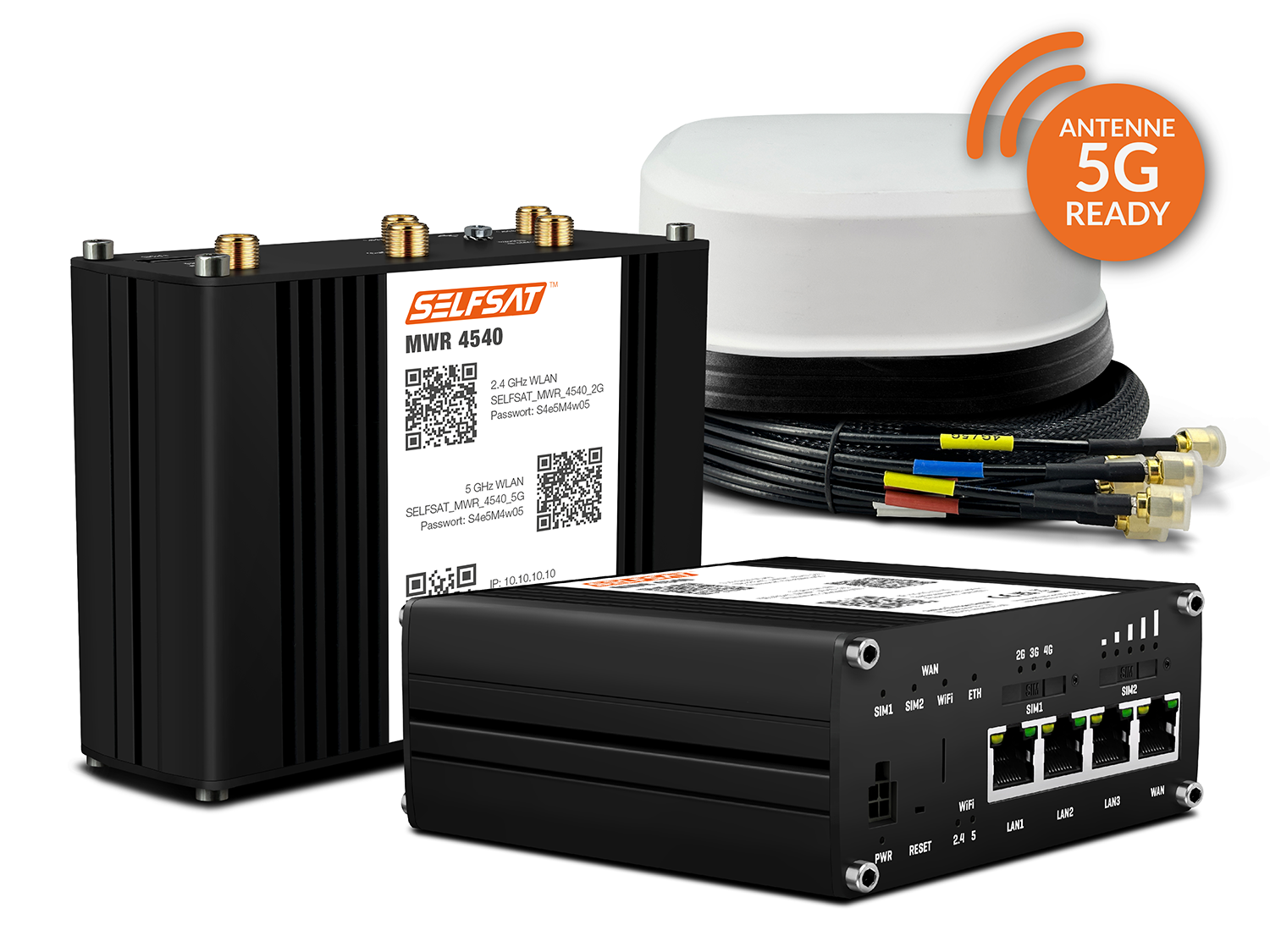 SELFSAT MWR 4540 4G Cat 6 WLAN Router bis 300 Mbps inkl. SATCO 5G Antenne weiß | 14057