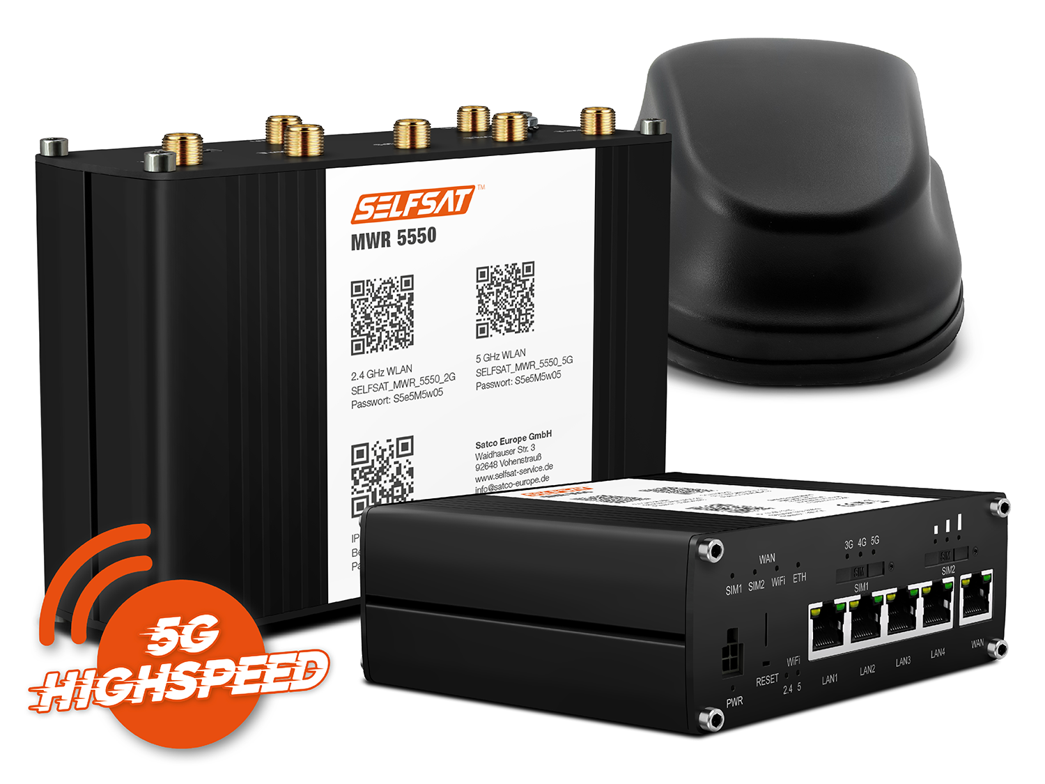 SELFSAT MWR 5550 5G Cat 20 WLAN Router bis 3,3 Gbps inkl. SELFSAT 5G ...